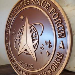 U.S. Space Force Emblem Wood Carved Plaque, Veteran Wall Art, Service ...