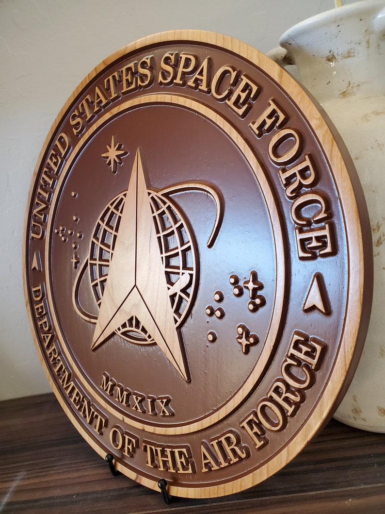 U.S. Space Force Emblem Wood Carved Plaque, Veteran Wall Art, Service ...