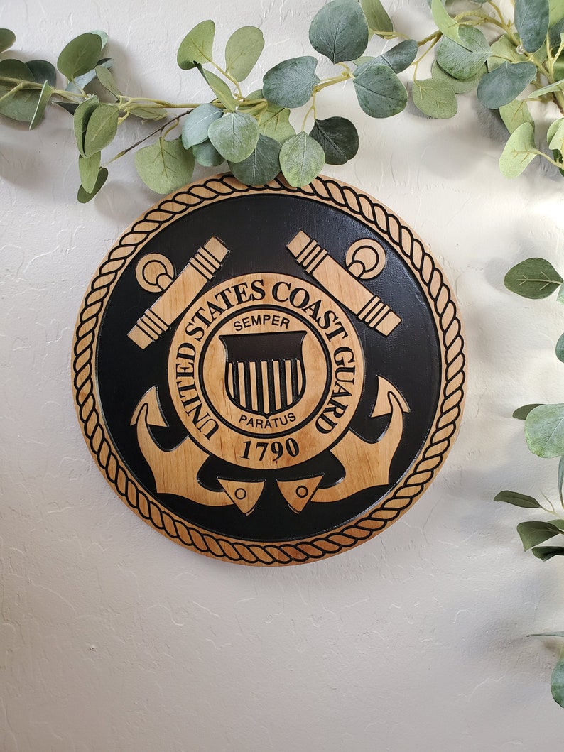 U.S. Coast Guard Emblem Wood Carved Plaque U.S. Veteran Wall - Etsy