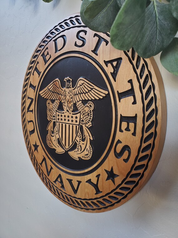 U.S. Navy Emblem Wood Carved Plaque Veteran Decor Military - Etsy Canada