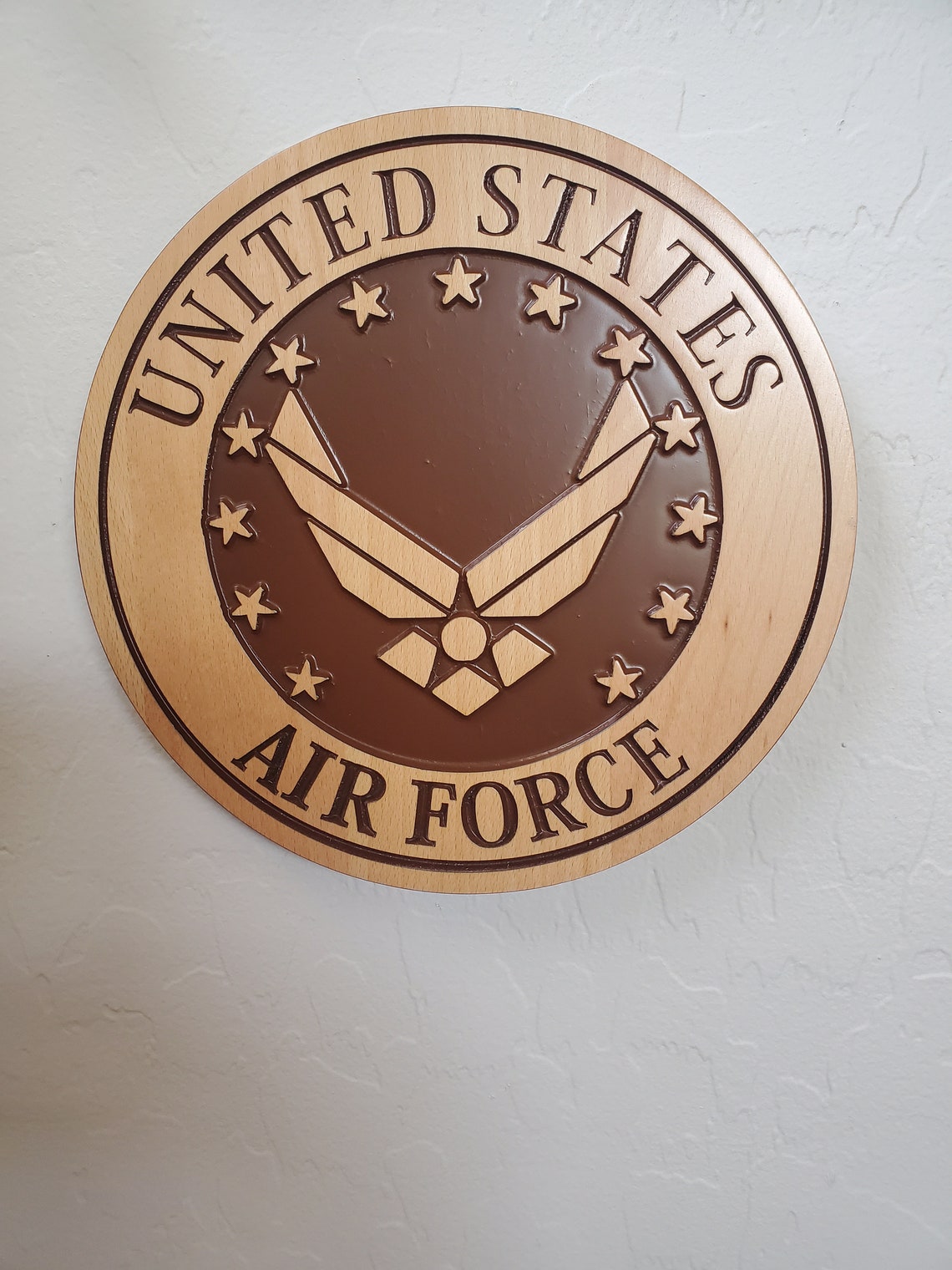 U.S. Air Force Emblem Wood Carved Plaque, Veteran Wall Art, Service ...