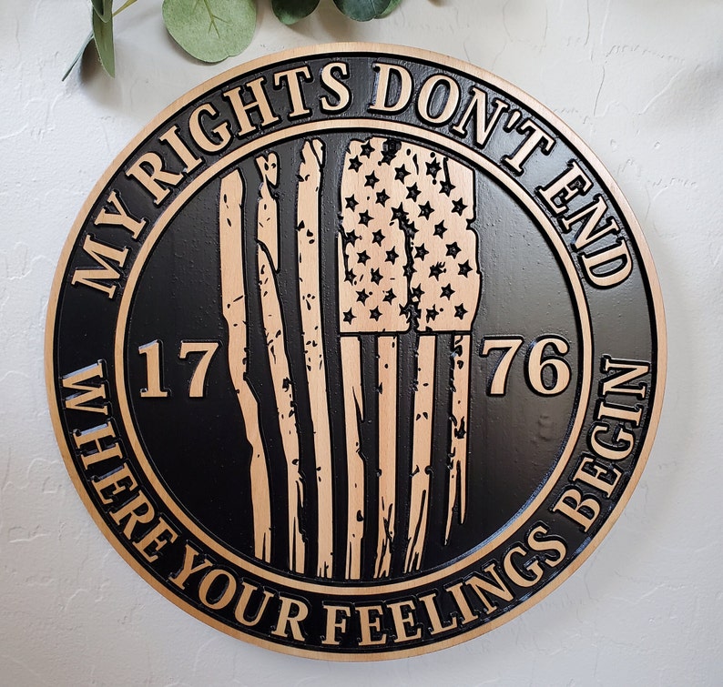 1776 Bill of Rights 1st Amendment Wood Carved Wall Decor, My Rights Don ...