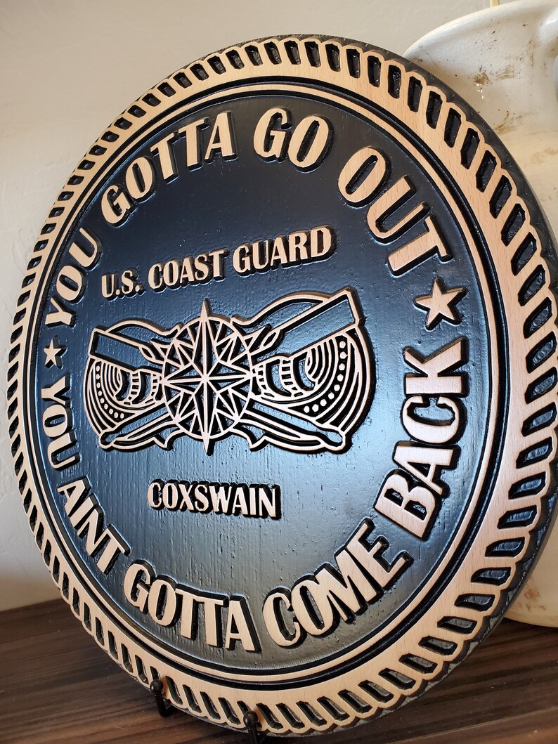 U.S. Coast Guard Coxswain Emblem Wood Carved Plaque, U.S. Veteran Wall ...