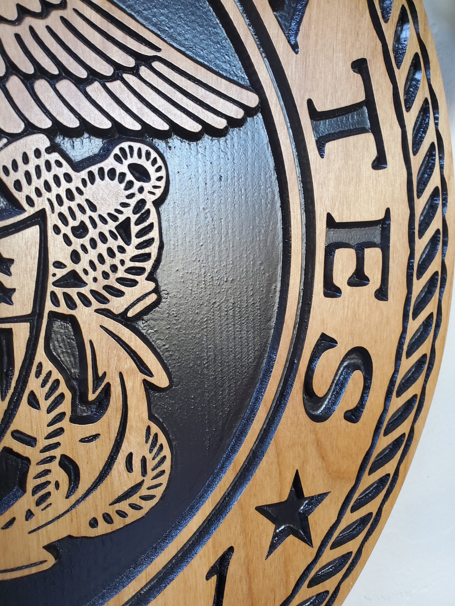 U.S. Navy Emblem Wood Carved Plaque, Veteran Decor, Military Wall Decor ...