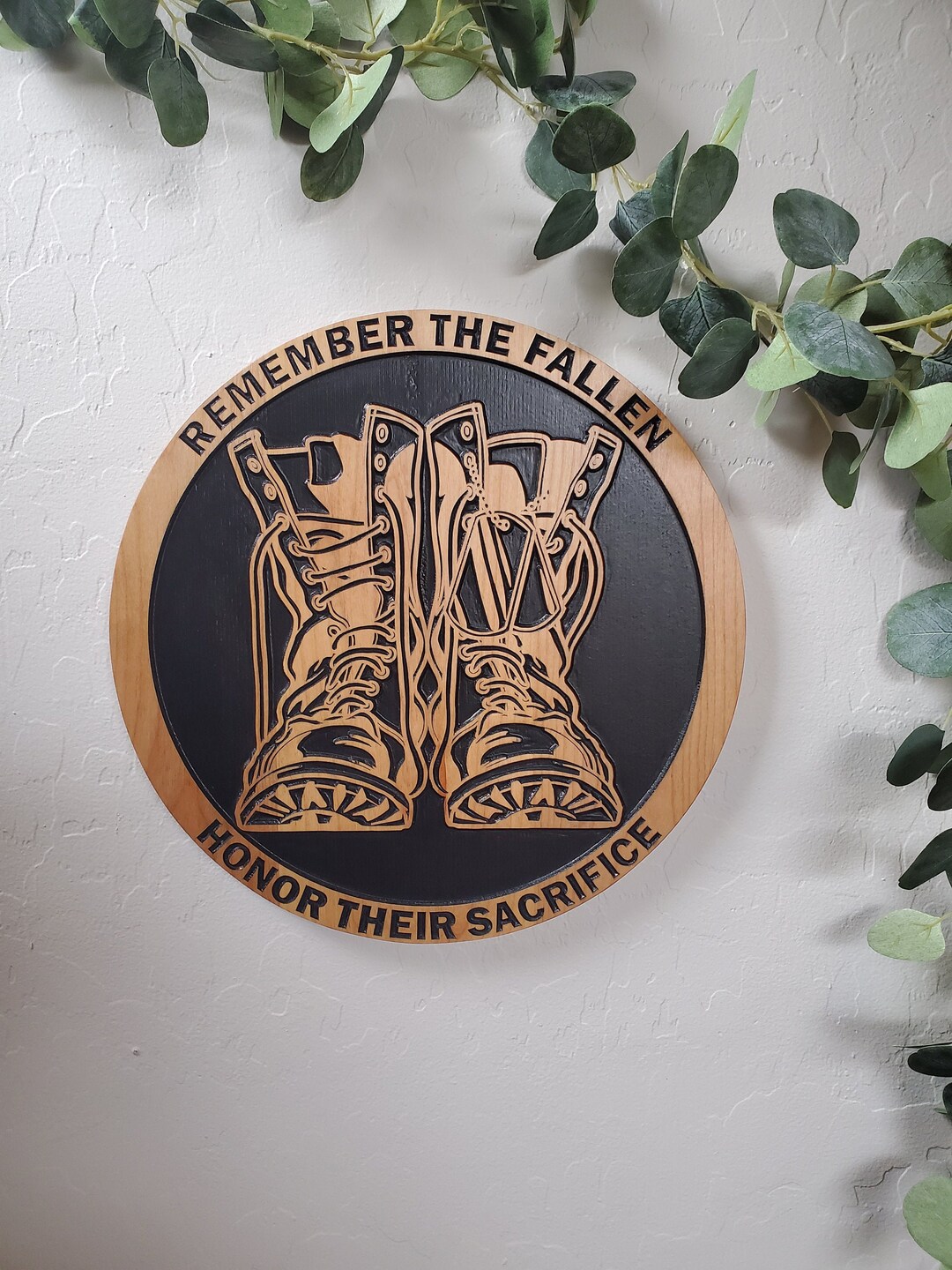 Honor Their Sacrifice Wood Carved Plaque, Veteran Honor Wall Art ...