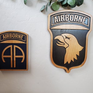 U.S. Army Airborne Wall Wood Carved Plaque,, 173rd, 101st, 82nd, 11th ...