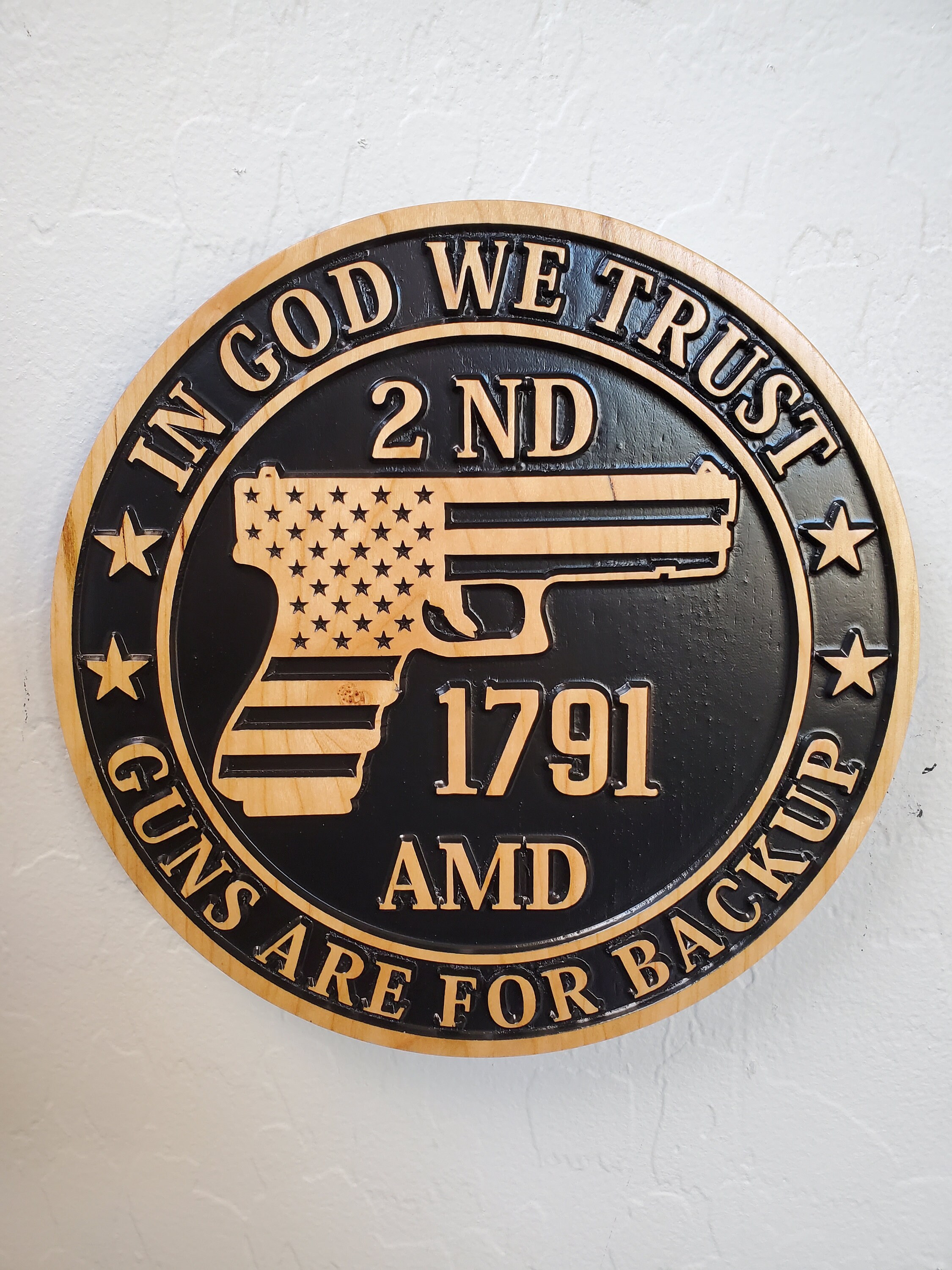 Wood Carved Support 2nd Amendment Wall Art in God We Trust - Etsy