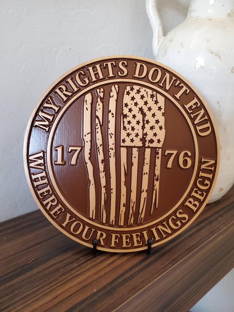 1776 Bill of Rights 1st Amendment Wood Carved Wall Decor, My Rights Don ...
