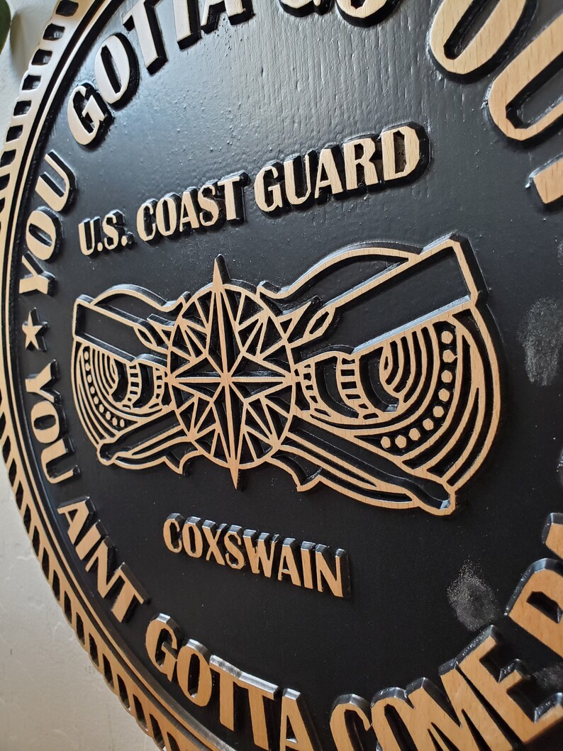 U.S. Coast Guard Coxswain Emblem Wood Carved Plaque U.S. - Etsy