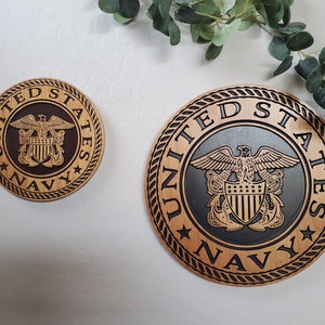 U.S. Navy Emblem Wood Carved Plaque, Veteran Decor, Military Wall Decor ...