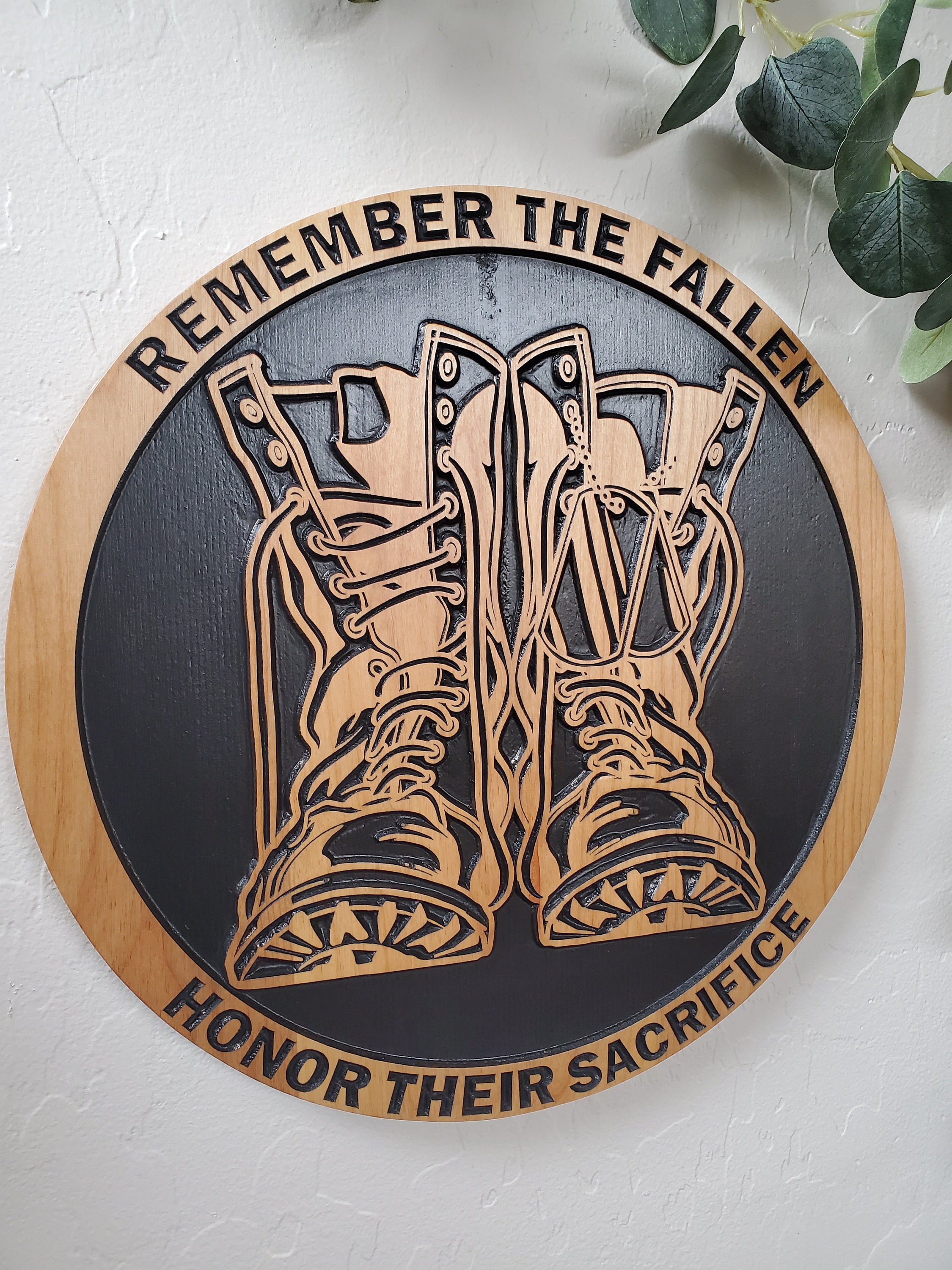Honor Their Sacrifice Wood Carved Plaque, Veteran Honor Wall Art ...