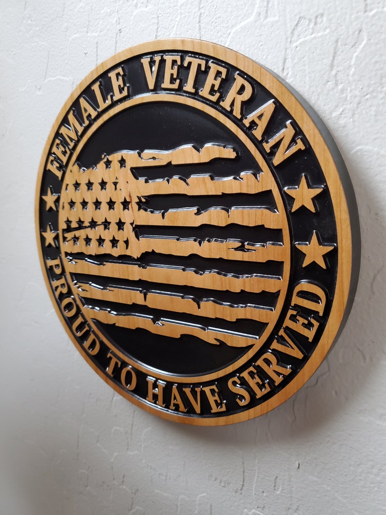Proud Female Veteran Wood Carved Plaque, Woman Veteran Wall Decor ...