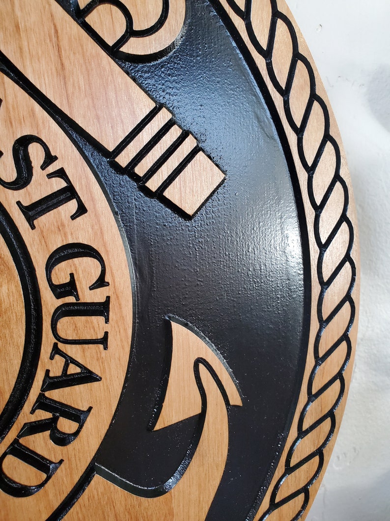 U.S. Coast Guard Emblem Wood Carved Plaque U.S. Veteran Wall - Etsy