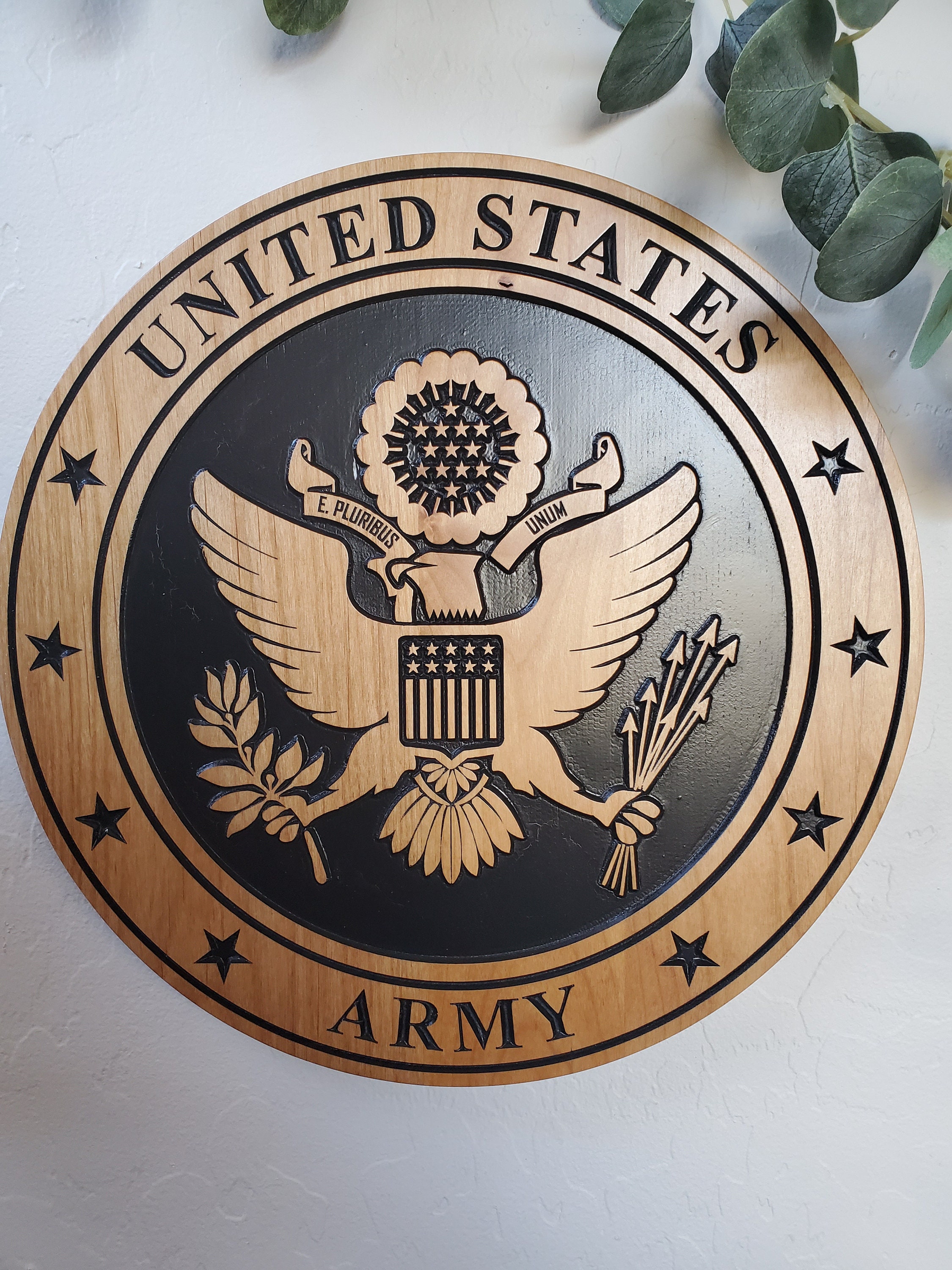 U.S. Army Wall Wood Carved Plaque, U.S. Army Wall Art ,veteran Decor ...
