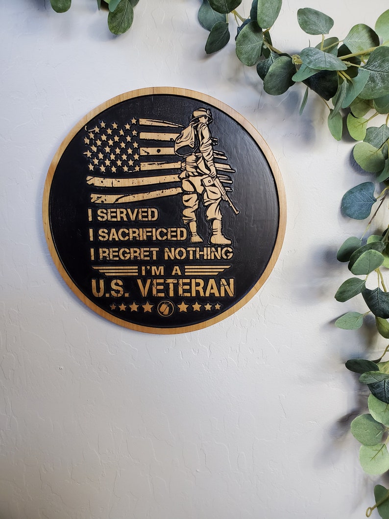 Veteran Sacrifice Wood Carved Plaque Military Veteran Wall - Etsy