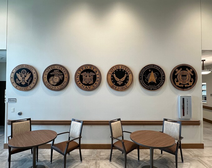 5 Branch Laser Cut Military 8 Wall Plaques With American Flag ...