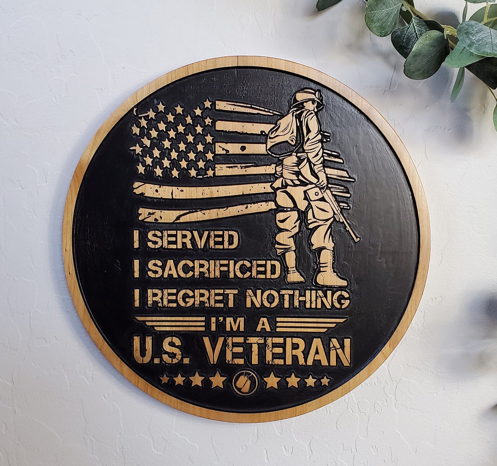 Veteran Sacrifice Wood Carved Plaque Military Veteran Wall - Etsy