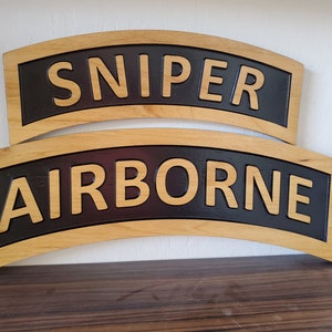 U.S. Army Wall Wood Carved Tabs, Airborne, Ranger. Mountain, Sniper ...