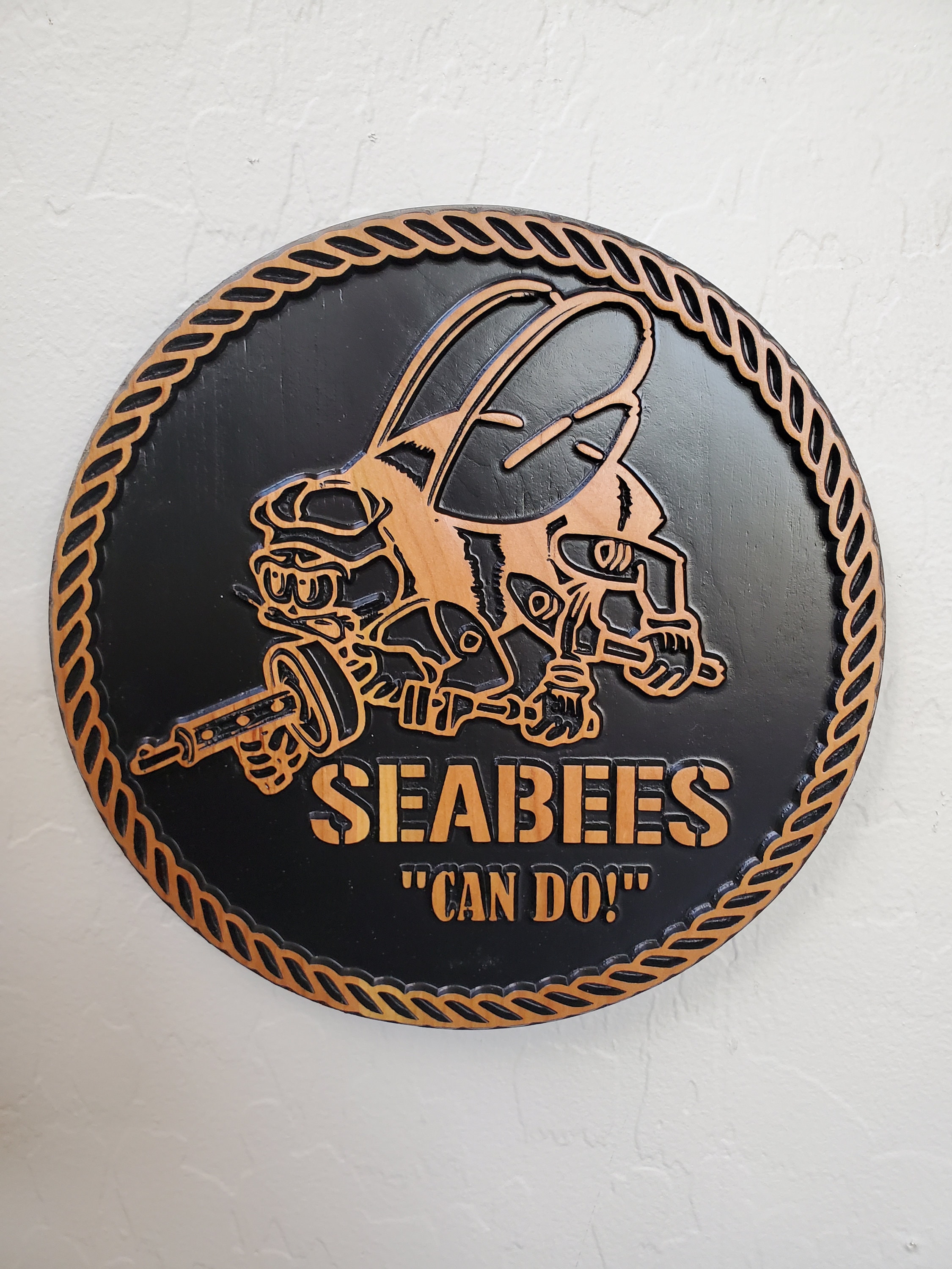 U.S. Navy Seabees Wood Carved Plaque, Military Wall Decor, Navy Veteran ...