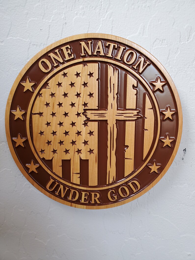 One Nation Under God Homemade Patriotic Wood Carved Flag and - Etsy