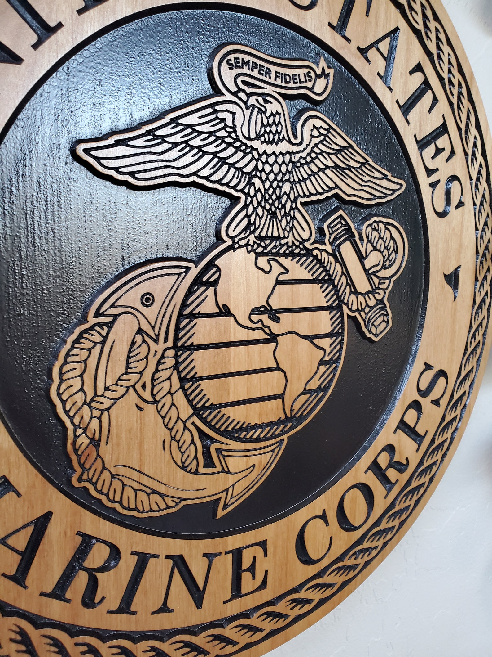 U.S. Marine Corps EGA Wood Carved Plaque Veteran Wall Art - Etsy