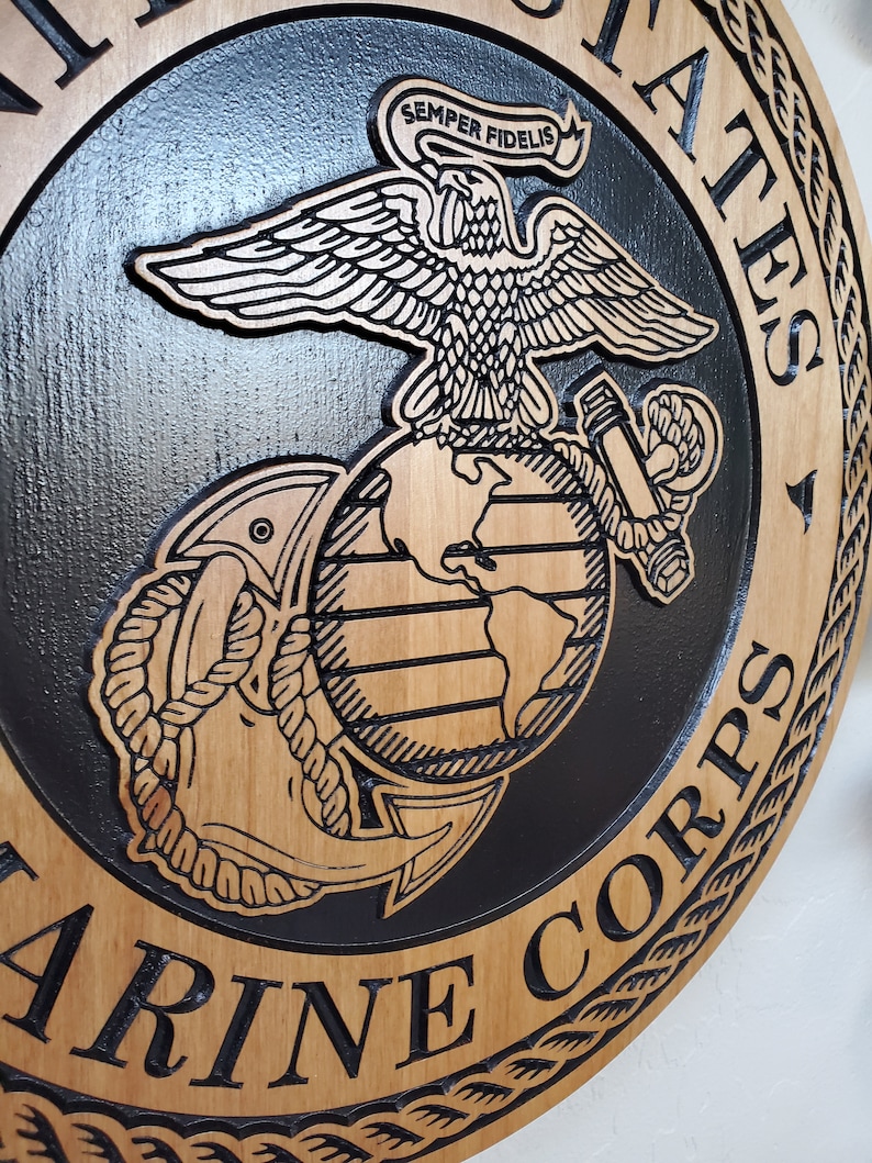 U.S. Marine Corps EGA Wood Carved Plaque, Veteran Wall Art , Marines ...
