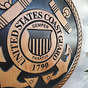 U.S. Coast Guard Emblem Wood Carved Plaque, U.S. Veteran Wall Art ...