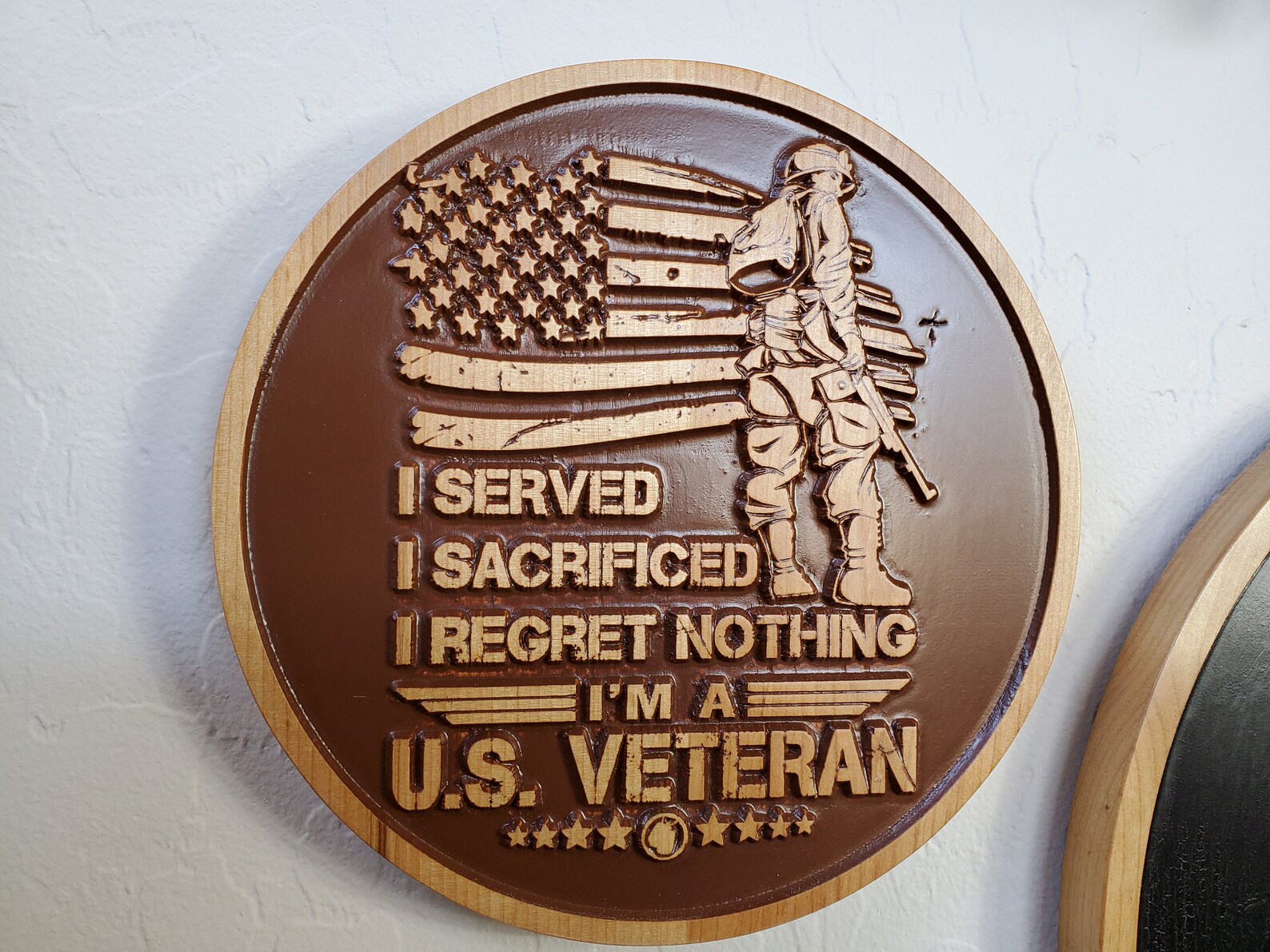 Veteran Sacrifice Wood Carved Plaque Military Veteran Wall | Etsy
