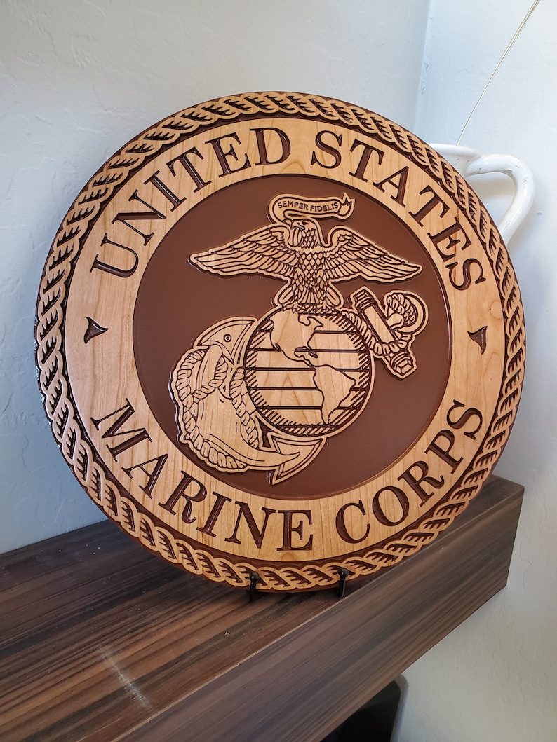 U.S. Marine Corps EGA Wood Carved Plaque, Veteran Wall Art , Marines ...