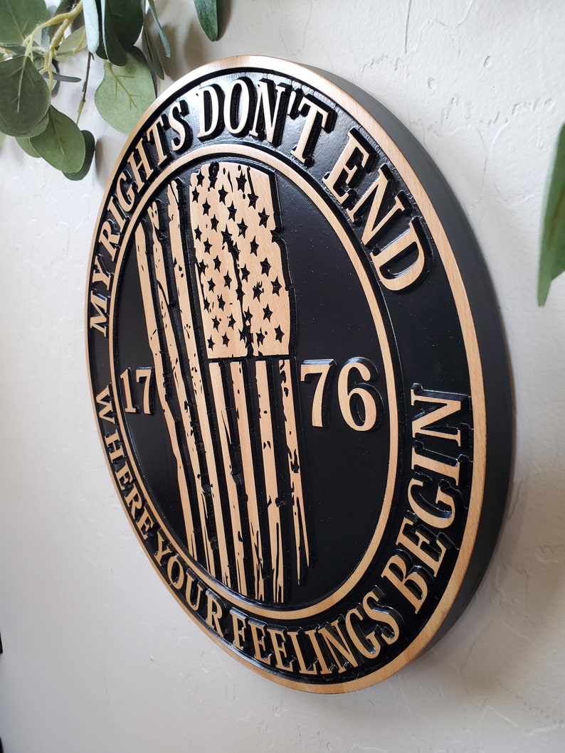1776 Bill of Rights 1st Amendment Wood Carved Wall Decor, My Rights Don ...