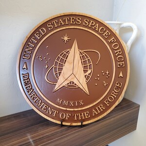 U.S. Space Force Emblem Wood Carved Plaque, Veteran Wall Art, Service ...