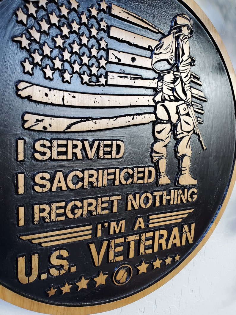 Veteran Sacrifice Wood Carved Plaque Military Veteran Wall - Etsy