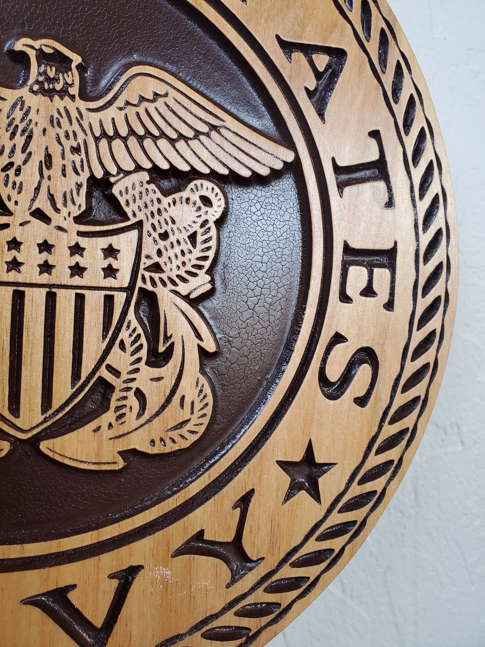 U.S. Navy Emblem Wood Carved Plaque Veteran Decor Military - Etsy