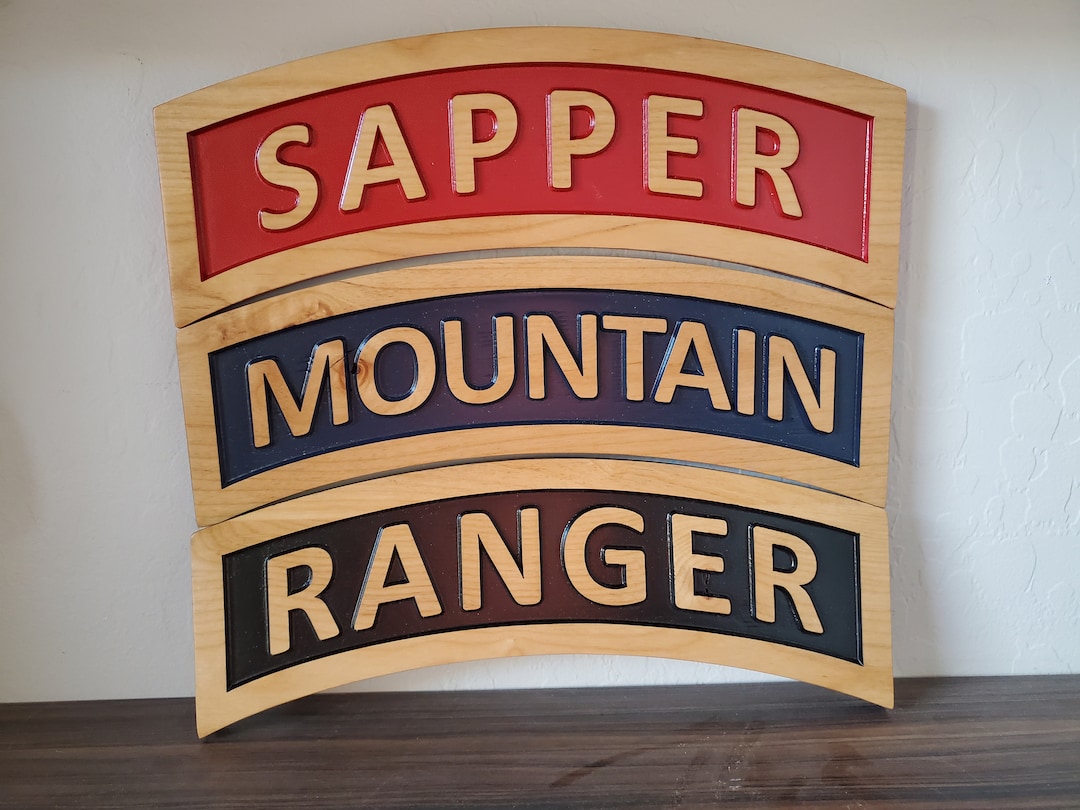 U.S. Army Wall Wood Carved Tabs, Airborne, Ranger. Mountain, Sniper ...