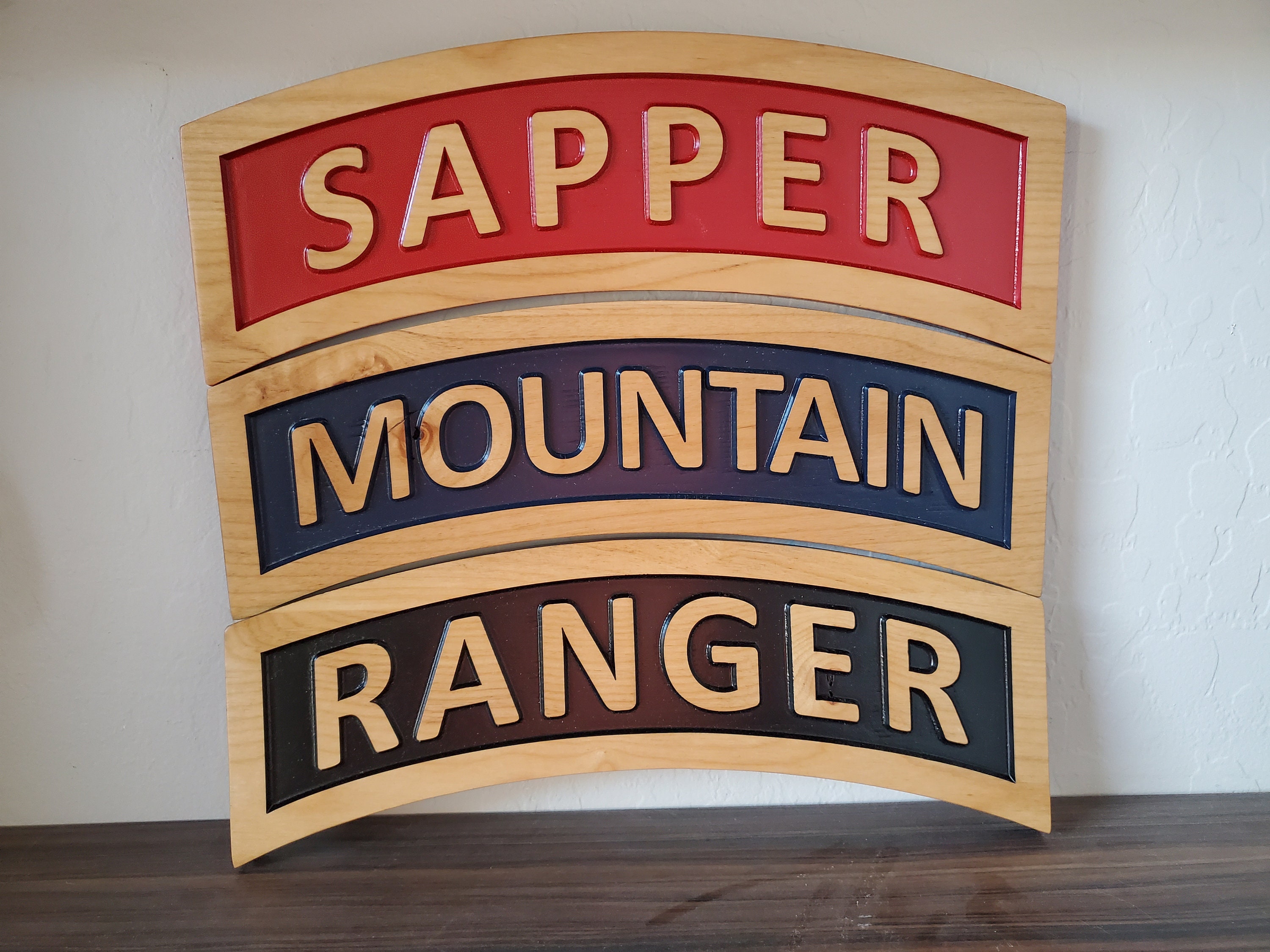 U.S. Army Wall Wood Carved Tabs, Airborne, Ranger. Mountain, Sniper ...