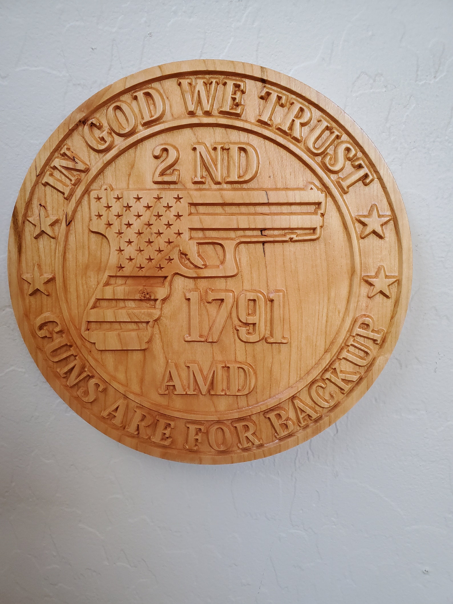 Wood Carved Support 2nd Amendment Wall Art in God We Trust - Etsy