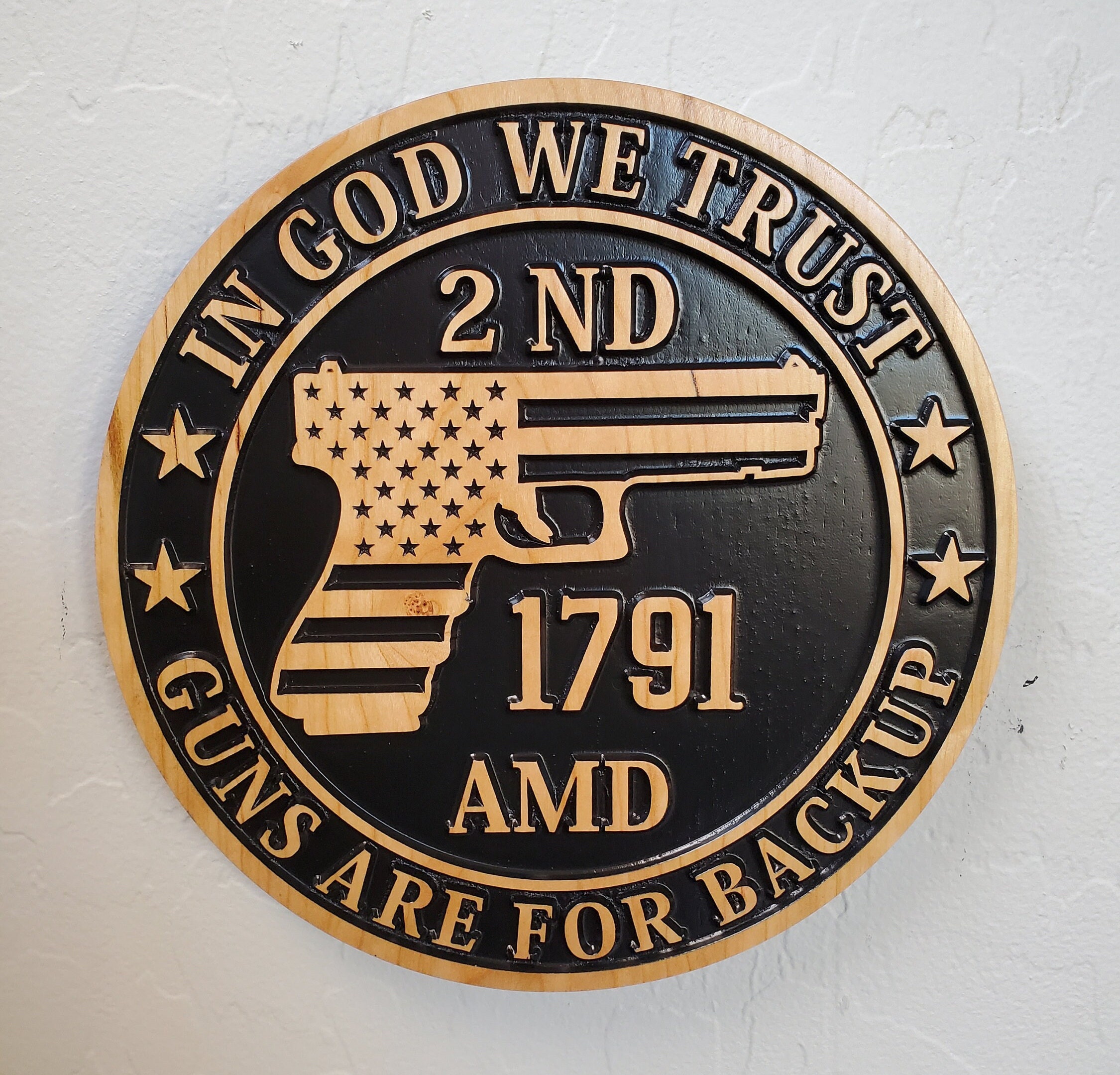Wood Carved Support 2nd Amendment Wall Art in God We Trust - Etsy