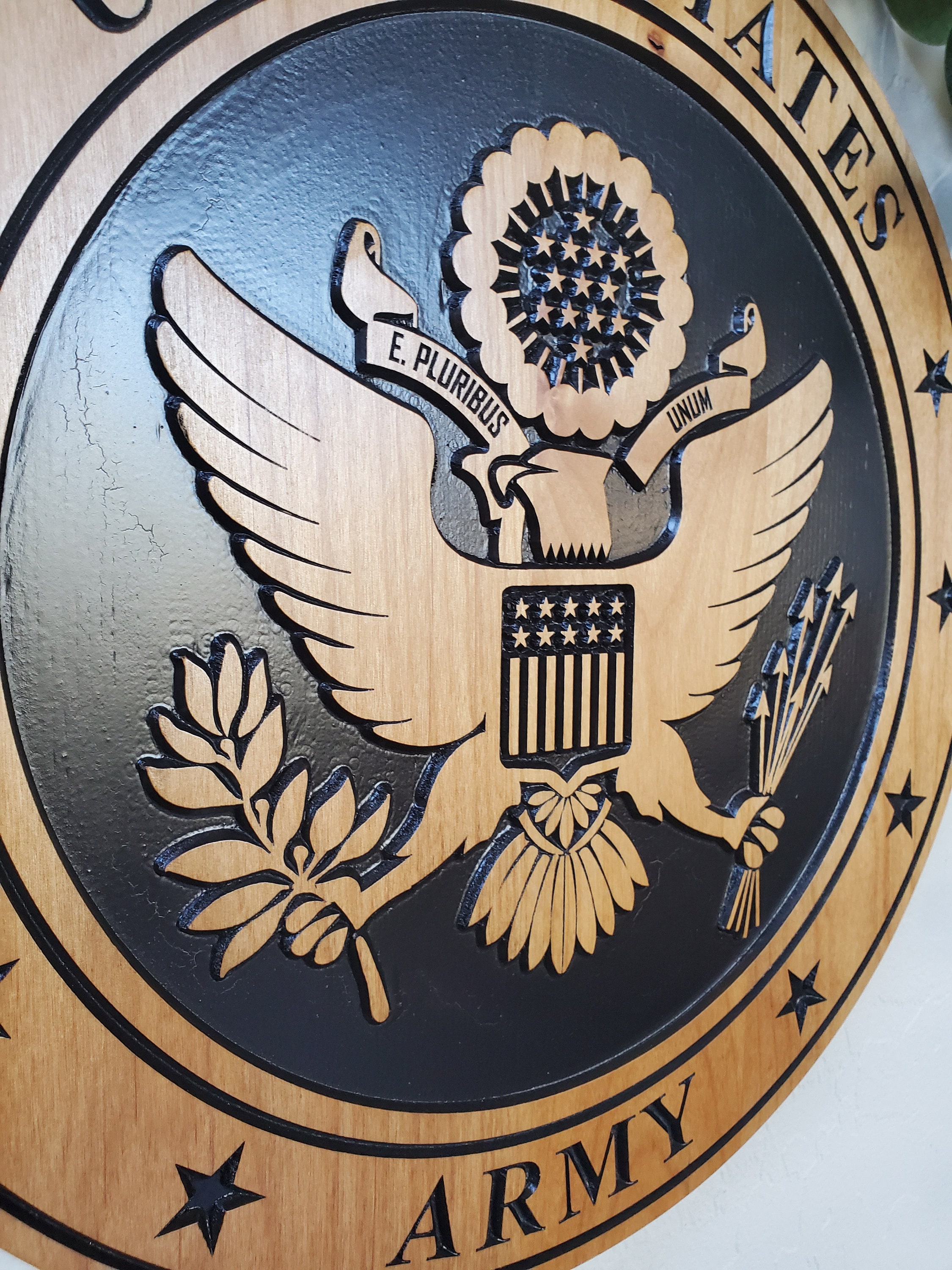 U.S. Army Wall Wood Carved Plaque, U.S. Army Wall Art ,veteran Decor ...