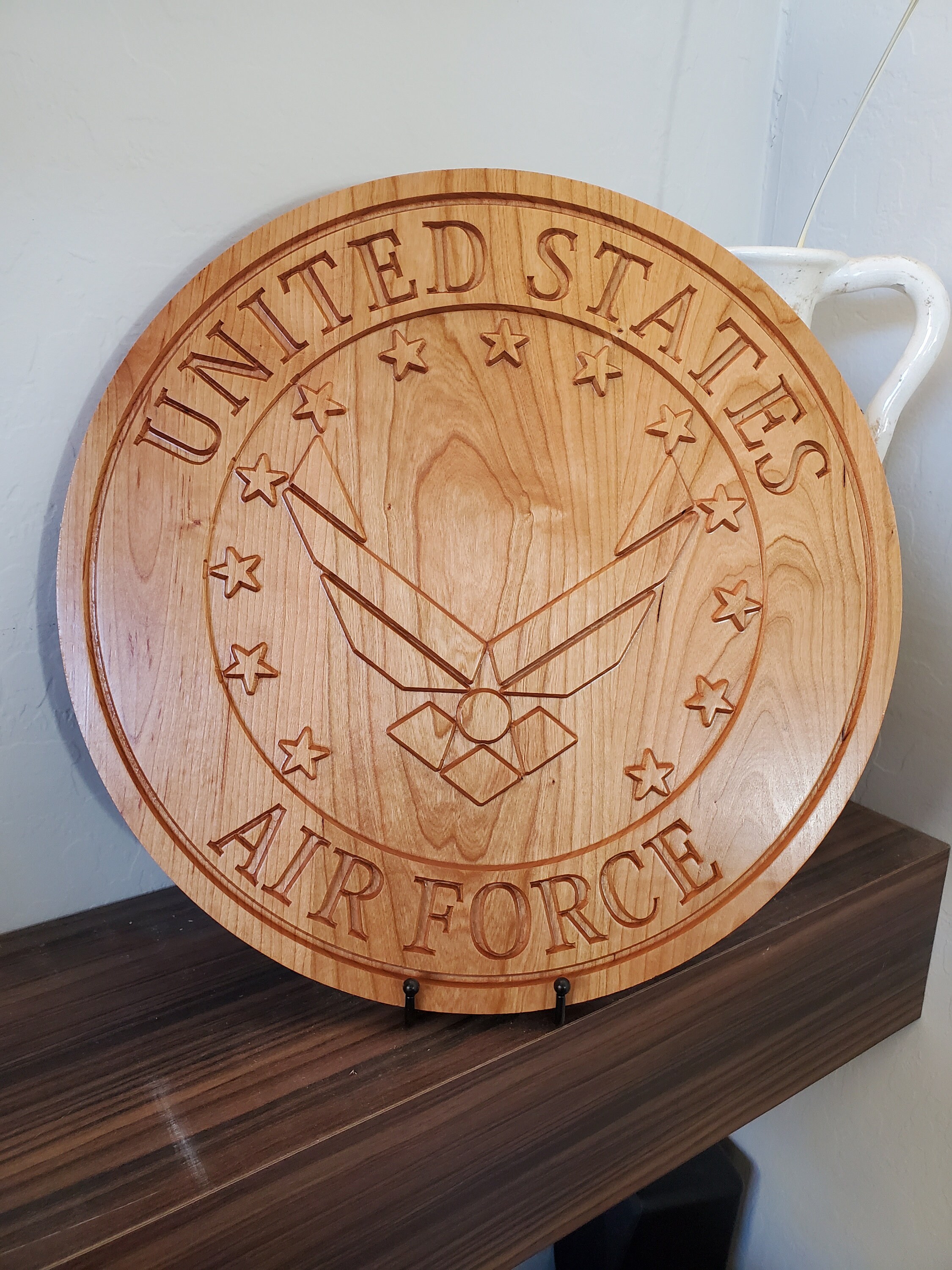 U.S. Air Force Emblem Wood Carved Plaque Veteran Wall Art - Etsy
