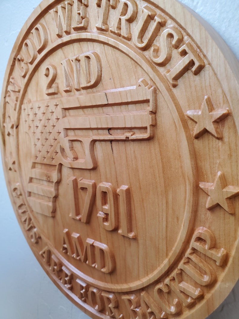Wood Carved Support 2nd Amendment Wall Art in God We Trust - Etsy