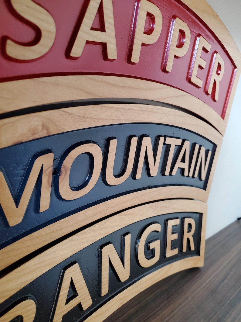U.S. Army Wall Wood Carved Tabs, Airborne, Ranger. Mountain, Sniper ...