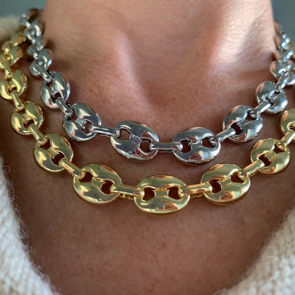 White Gold Necklace Gucci - Etsy