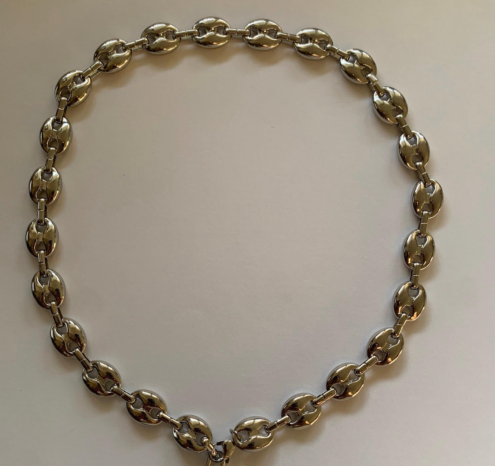 14k Gold Plated Puffy Puffed Anchor Mariner Gucci Link Chain Necklace ...