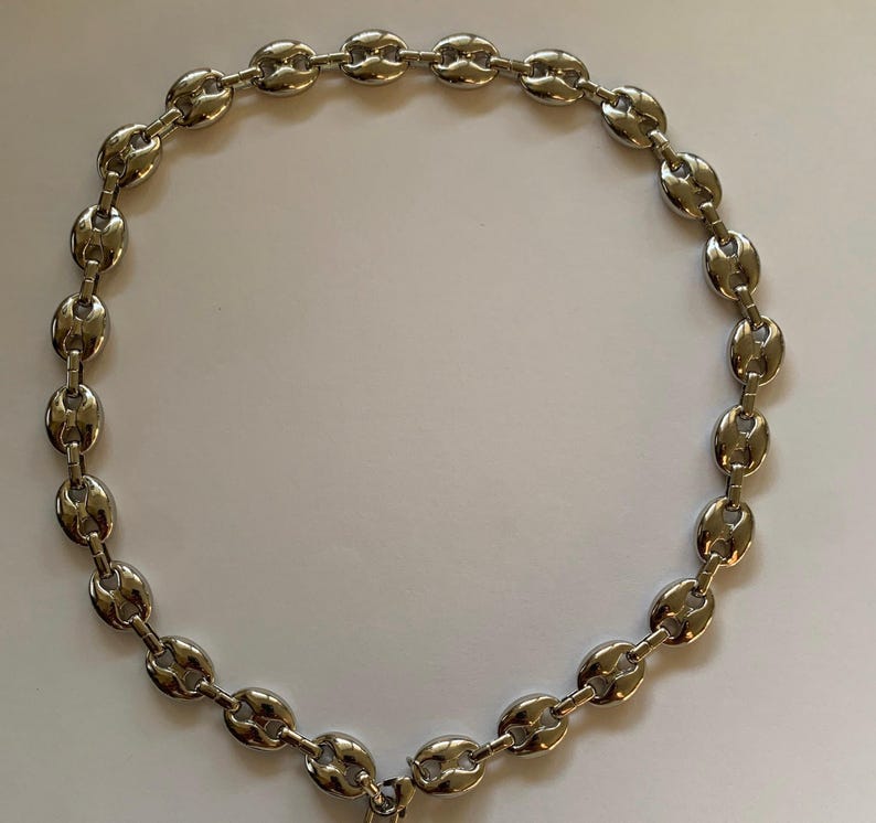 14k Gold Plated Puffy Puffed Anchor Mariner Gucci Link Chain Necklace ...