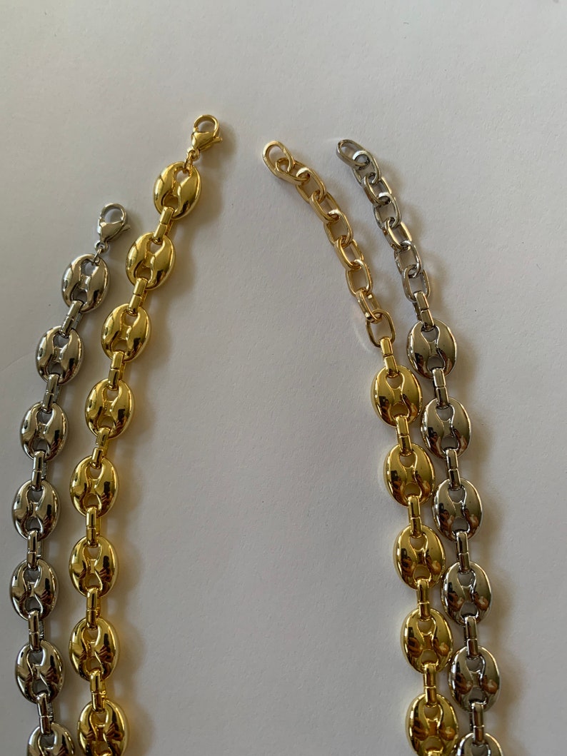 14k Gold Plated Puffy Puffed Anchor Mariner Link Chain - Etsy