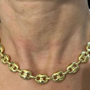 14k Gold Plated Puffy Puffed Anchor Mariner Gucci Link Chain Necklace ...