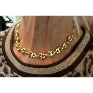 14k Gold Plated Puffy Puffed Anchor Mariner Gucci Link Chain Necklace ...