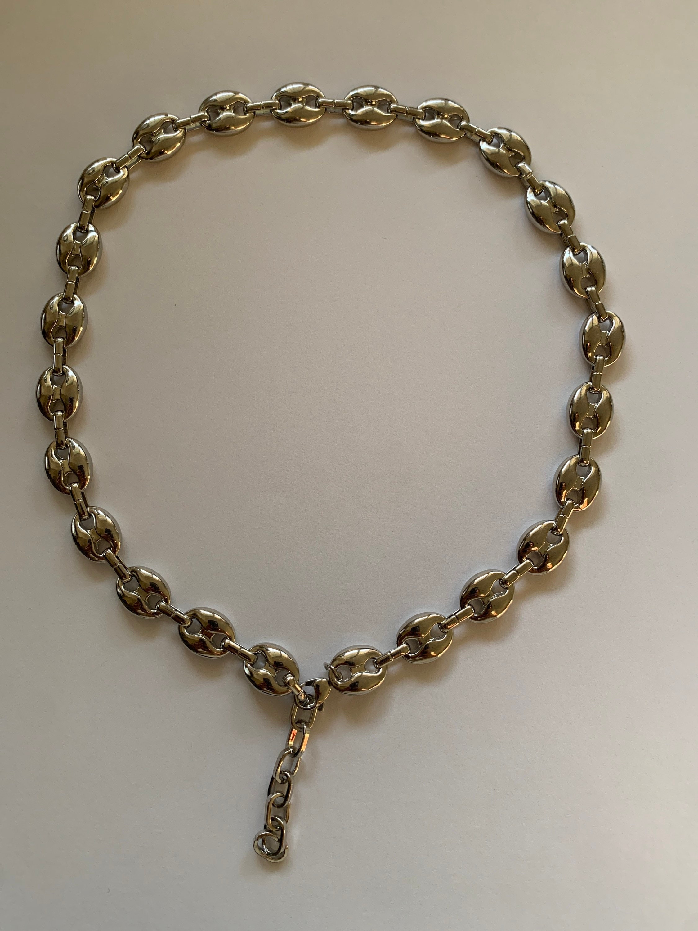 14k Gold Plated Puffy Puffed Anchor Mariner Link Chain Necklace 10mm ...