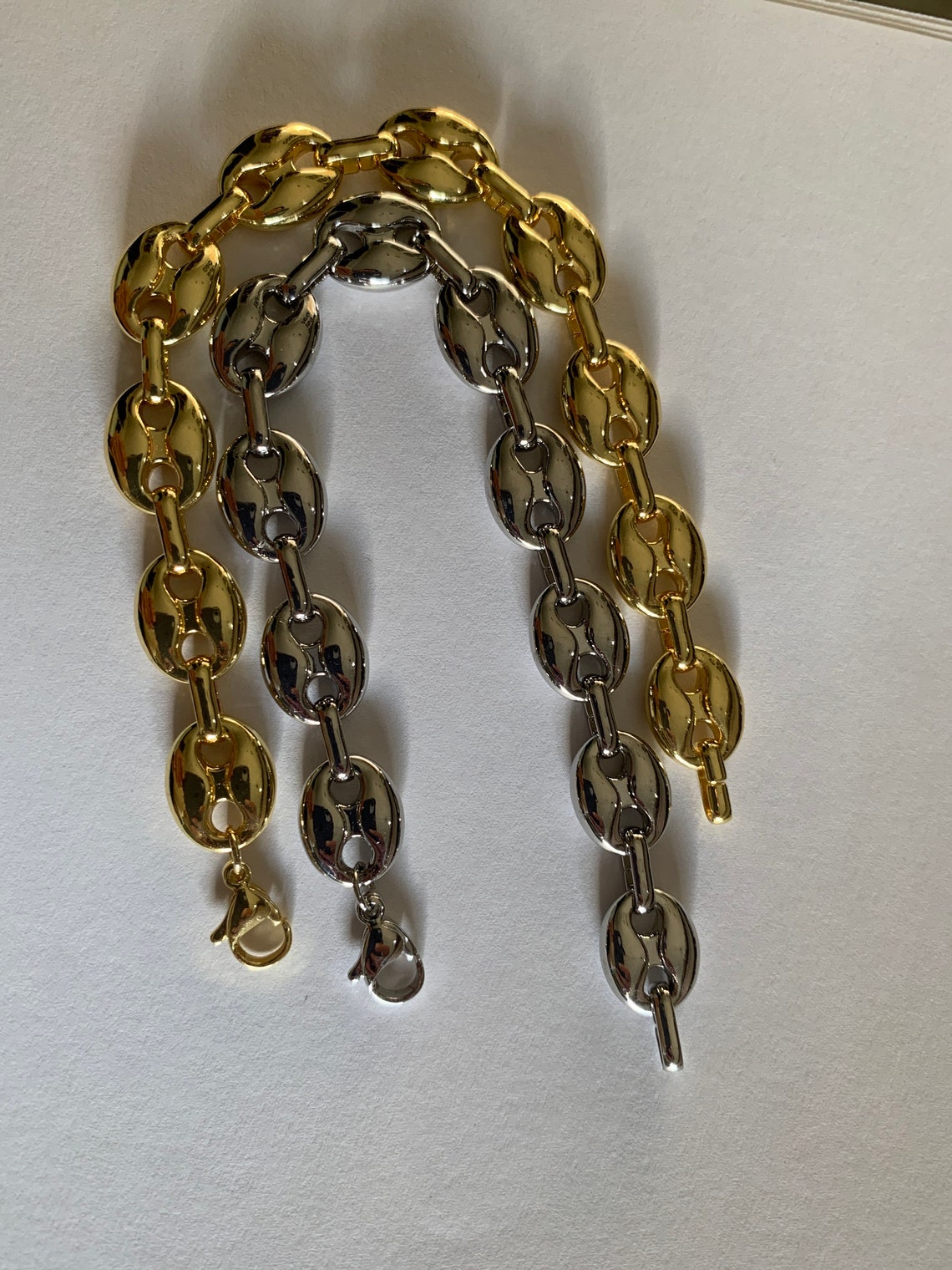 14k Gold Plated Puffy Puffed Anchor Mariner Link Chain - Etsy