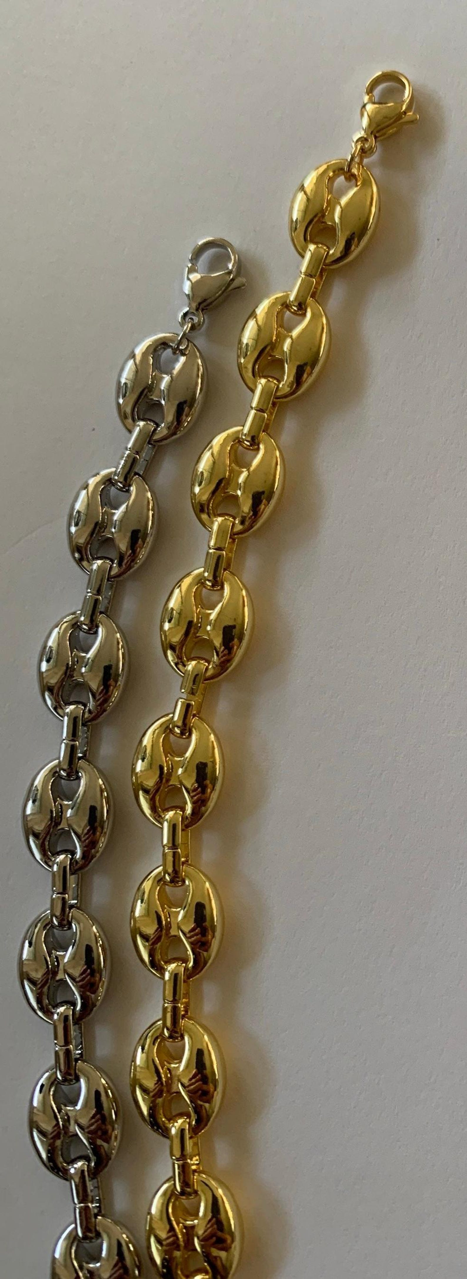 14k Gold Plated Puffy Puffed Anchor Mariner Gucci Link Chain Necklace ...